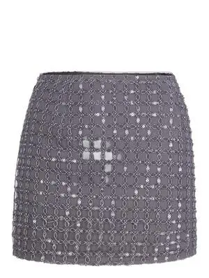 ROTATE BY BIRGER CHRISTENSEN Sequin-embellished Mini Skirt - Gray