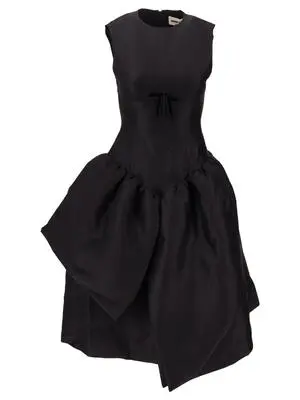 SHUSHU/TONG Sleeveless Smocked Panel Dress - Black