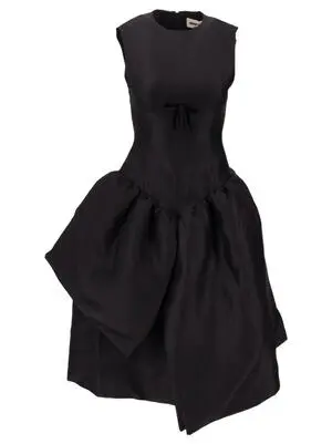 SHUSHU/TONG Sleeveless Smocked Panel Dress - Black