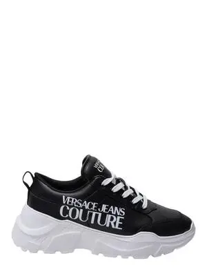 Versace Logo Printed Chunky Lace-up Sneakers - Black