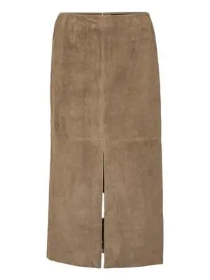 ROTATE BY BIRGER CHRISTENSEN Midi Pencil Skirt With Front Slit - Brown