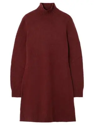 Max Mara High-neck Long-sleeved Ribbed Dress - Brown