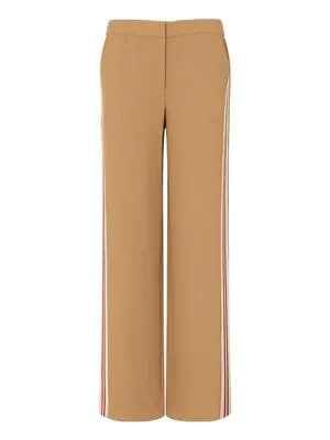 Veronica Beard Side-stripe Wide-leg Pants - Nude