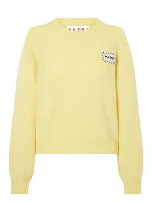 Marni Appliquéd Cashmere Crew Neck Sweater - Pastel Yellow