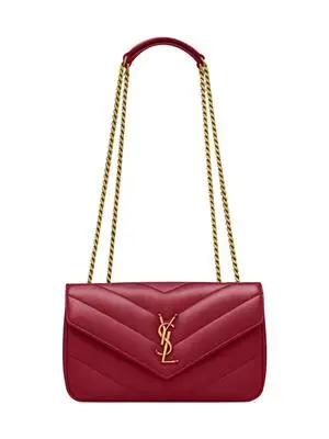 Saint Laurent Saint Laurent Loulou Matelassé Small Shoulder Bag Deep Red