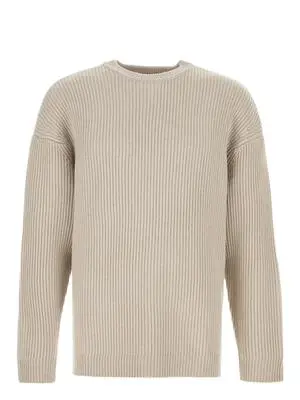 ENTIRE STUDIOS Long-sleeved Crew Neck Sweater With Ribbed Details - Beige