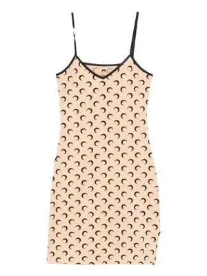 MARINE SERRE Moon Print Jersey Mini Dress - Nude