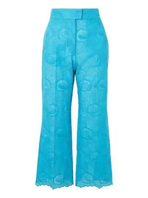 Valentino Garavani Floral Embroidered Flared Pants - Blue