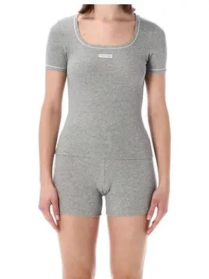 MARINE SERRE Square Neck T-shirt - Gray