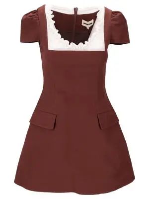 SHUSHU/TONG Scalloped Short Sleeve Dress - Red