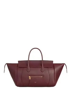 Celine Luggage Bag In Grained Calfskin - Red