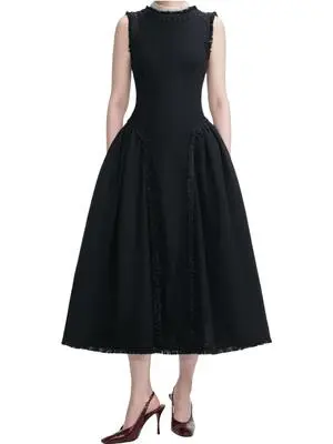 SELF-PORTRAIT Sleeveless Embellished Dress - Black