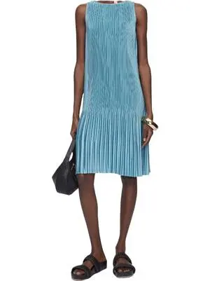 JOSEPH Rida Pleated Satin Dress - Chambray
