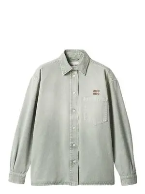 MIU MIU Miu Miu Embroidered Logo Gabardine Shirt