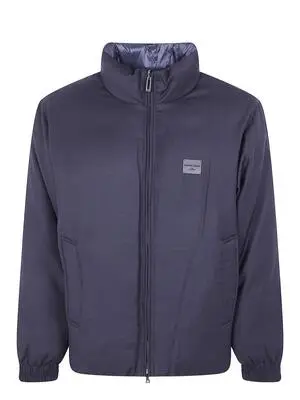 Emporio Armani Logo Detail Zip-up Down Jacket - Blue