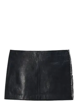 Alexander Wang Chain-trimmed Leather Mini Skirt - Black