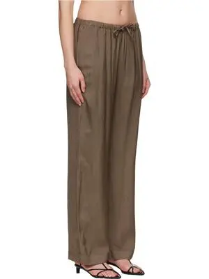 RÓHE Mini-check Drawstring Wide-leg Trousers - Brown Grid