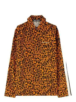 Palm Angels Cheetah-printed Stripe Detailed Track Shirt - Brown