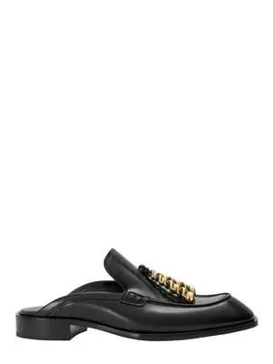 Loewe Edge Loafer Mules In Brushed Calfskin With Gold-finish Coil Embellishments - Black