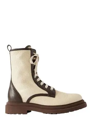 BRUNELLO CUCINELLI Brunello Cucinelli Lace-Up Leather And Canvas Boots