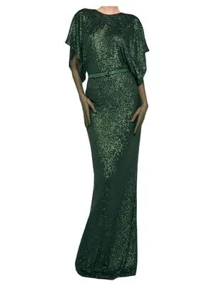 Norma Kamali Sequin Maxi Dress - Deep Emerald