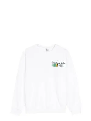 SPORTY  RICH Sporty & Rich Long Sleeve Sweatshirt With Embroidered Logo - White