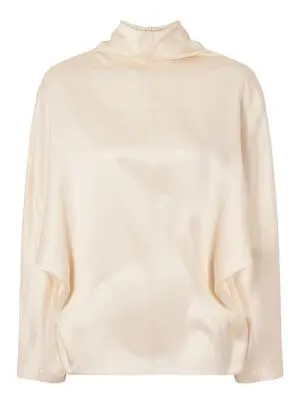 BRUNELLO CUCINELLI Brunello Cucinelli Silk-Satin Turtleneck Blouse