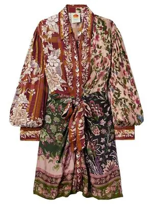 Farm Rio Mixed Print Button-up Mini Dress - Multicolor