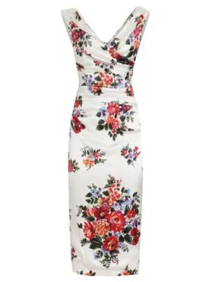 Dolce & Gabbana Floral Print Sleeveless Midi Dress - Multi-color