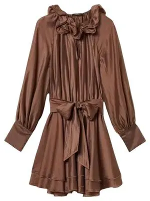 TWINSET Ruffled Belted Dress - Brown