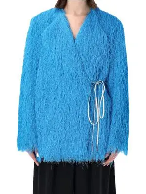 Dries Van Noten Rivla Fringed Coat - Blue