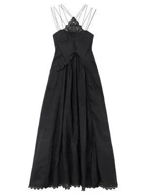 Isabel Marant Étoile Lindy Lace-trimmed Embroidered Maxi Dress - Black