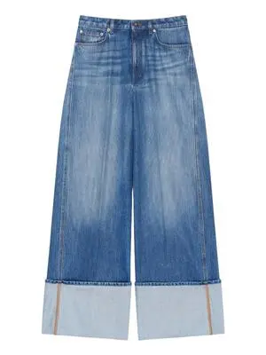 Givenchy Wide-leg Cuffed Denim Jeans - Medium Blue