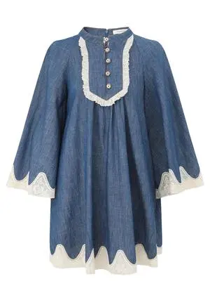 Zimmermann Lace Trimmed Mini Dress - Blue