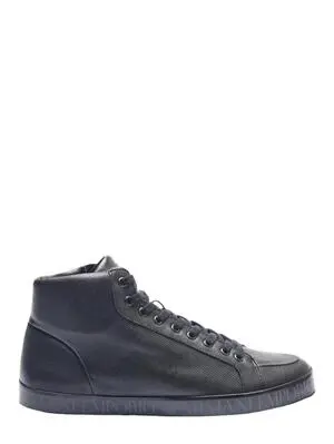 Emporio Armani High-top Casual Lace-up Shoes With Zip Detail - Black