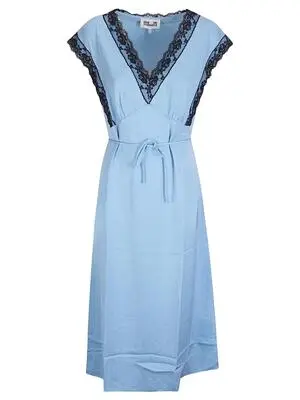 Baum Und Pferdgarten Sleeveless Lace-trim V-neck Dress - Blue