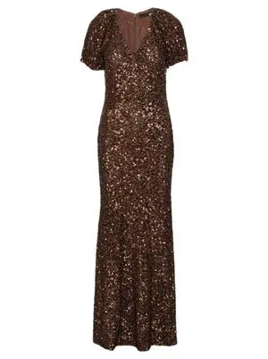 ROTATE BY BIRGER CHRISTENSEN ROTATE Sequined V-Neck Maxi Dress