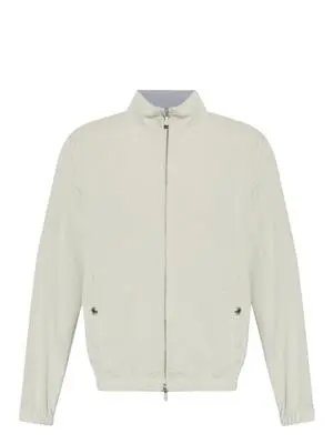 Eleventy Stand Collar Zip Jacket - White