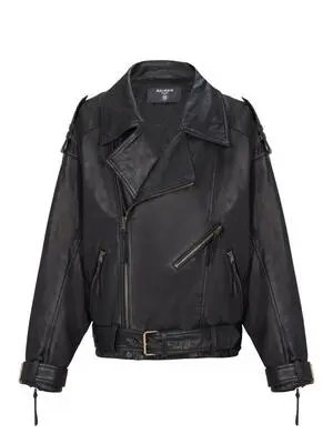 Balmain Leather Biker Jacket - Black