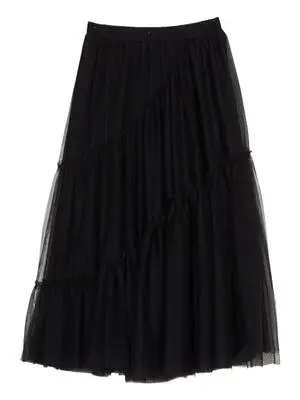 TWINSET Elastic Waist Gauze Skirt - Black
