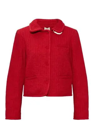 Posse Collared Button-front Long-sleeve Jacket - Red