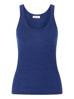Gabriela Hearst Gabriela Hearst Nevin Ribbed Pointelle-Knit Cashmere And Silk-Blend Tank Navy