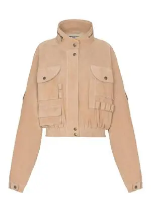 Balmain Leather Bomber Jacket - Beige