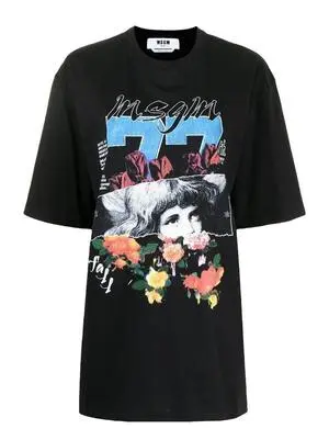MSGM MSGM Collage Print Oversized T-Shirt