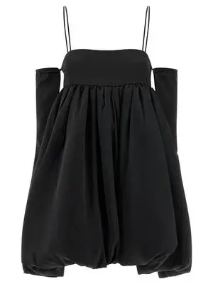 ROTATE BY BIRGER CHRISTENSEN Bubble Midi Dress With Detachable Sleeves - Black