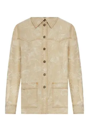 Etro Single-breasted Long-sleeved Jacket With Floral Print - Beige
