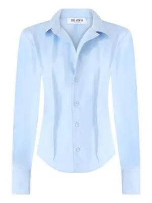 Attico Long Sleeve Fitted Button-up Shirt - Blue
