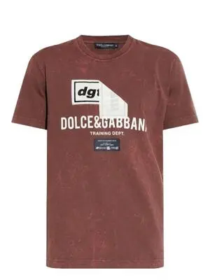 Dolce & Gabbana Dolce Gabbana Marble-effect Crewneck T-shirt - Brown