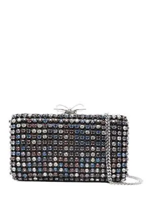 SELF-PORTRAIT Embellished Chainmail Clutch Bag With Crystal Decoration - Black