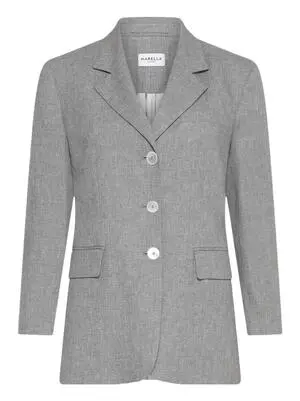 Marella Single-breasted Linen-blend Blazer - Mixed-color Gray